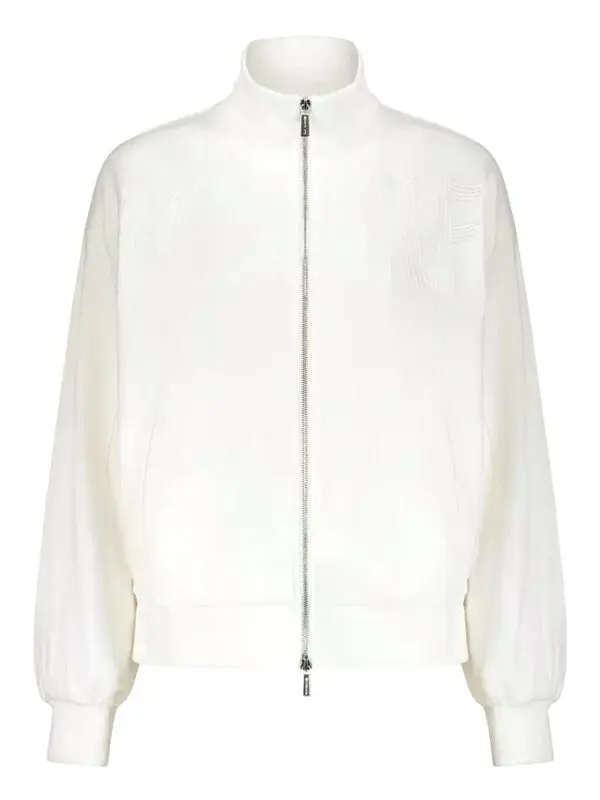 MOORER Rosetta Logo-embroidered High Neck Cardigan - White