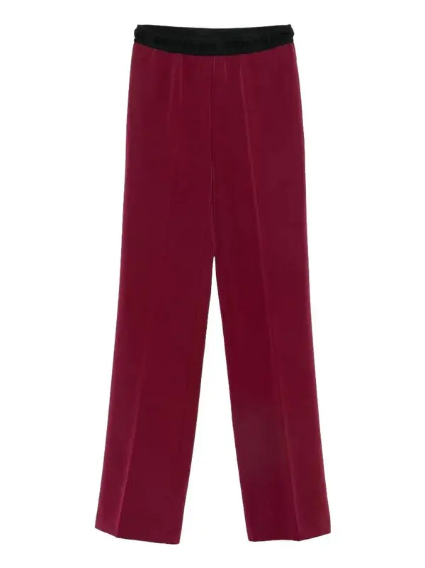 ERMANNO FIRENZE Burgundy Logo Waistband Trousers - Red