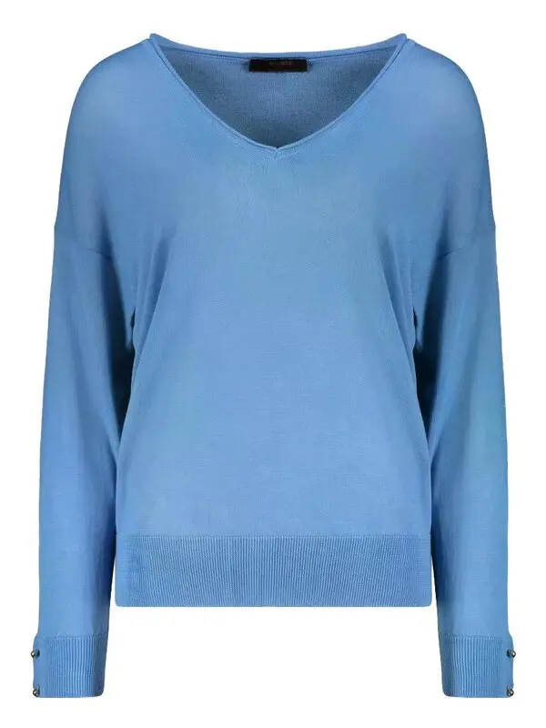 MOORER V-neck Long-sleeve Sweater - Blue