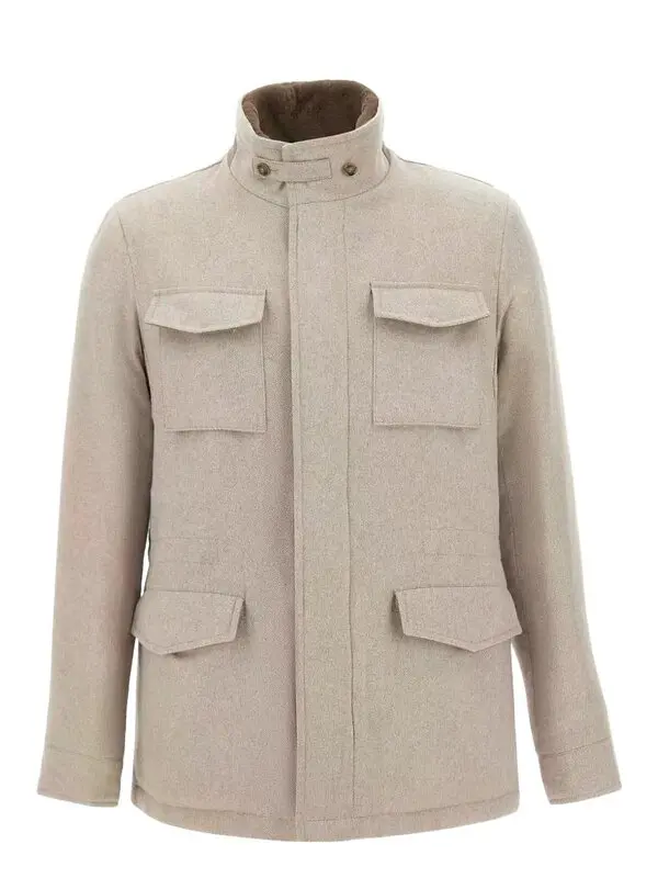 BARBA NAPOLI Fur-collar Four-pocket Jacket - Neutrals