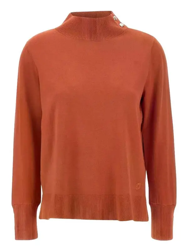 ELENA MIRÒ Button-detail Fine Knit Top - Orange