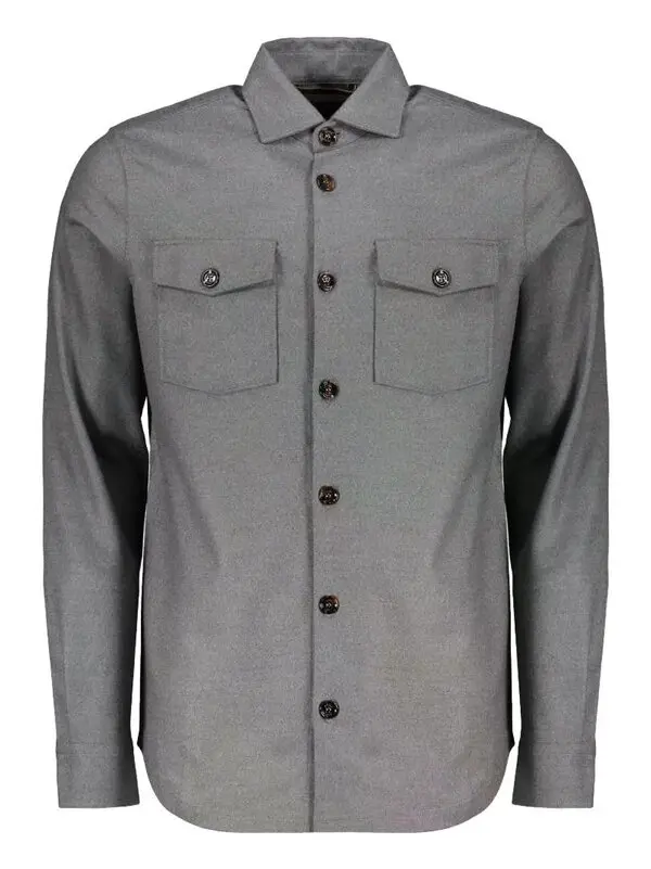 MOORER Button-up Chest-pocket Shirt - Grey