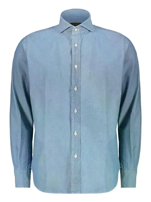 MOORER Button-up Denim Shirt - Blue