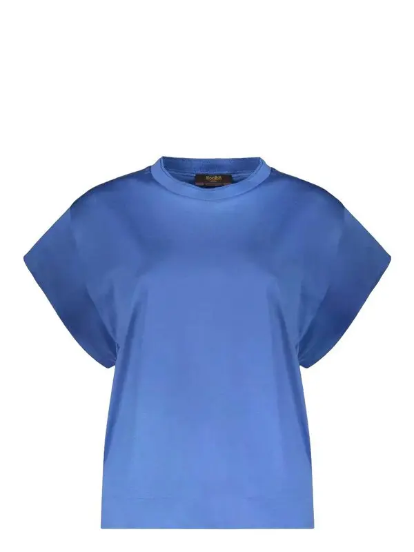 MOORER Short Sleeve Cotton T-shirt - Blue