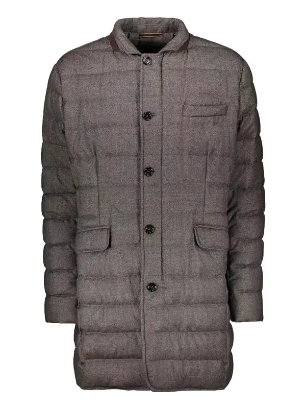 MOORER Quilted High-neck Coat - Brown