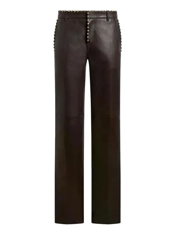 Etro Leather Trousers With Studs - Brown