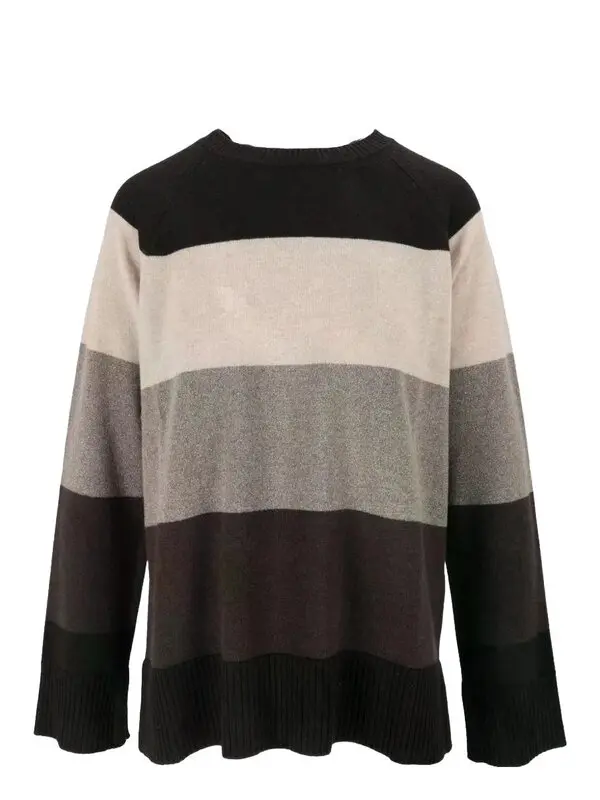KANGRA Stripe Print Long Sleeve Sweater - Black