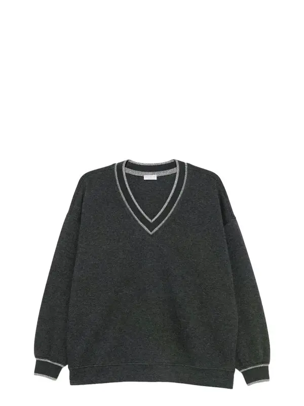 Brunello Cucinelli V-neck Long Sleeve Sweatshirt - Grey