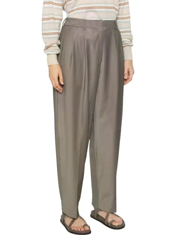 CORDERA Pleated Virgin Wool Trousers - Grey
