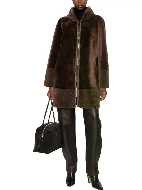 SUPREMA Shearling-panelled Reversible Coat - Brown