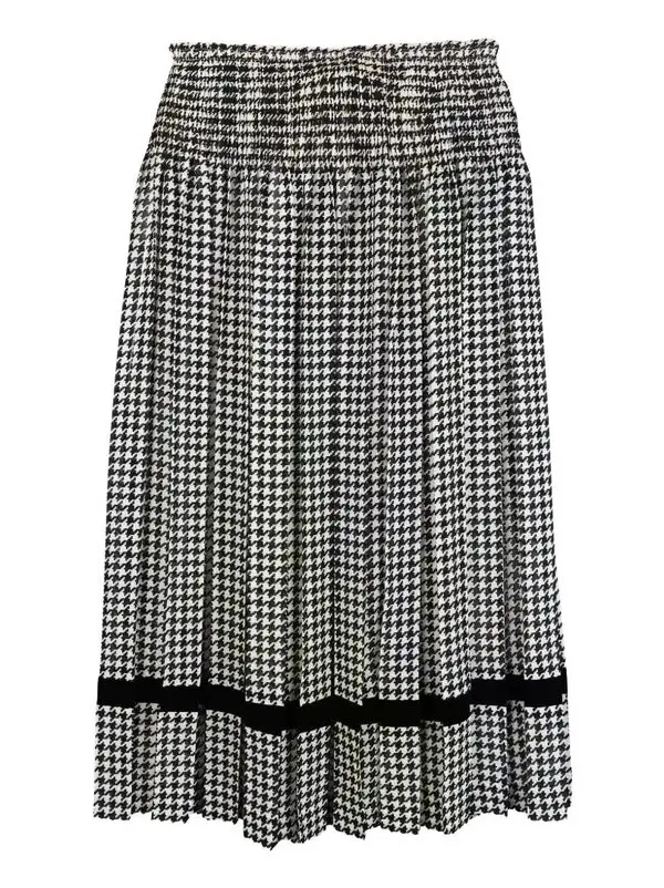 Comme Des Garçons Houndstooth Pleated Midi Skirt - Black