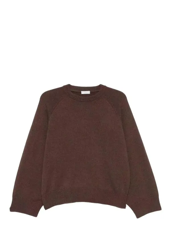Brunello Cucinelli Raglan Sleeve Crew Neck Sweater - Brown