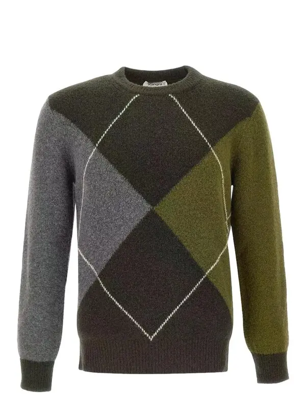 KANGRA Argyle Knit Pullover - Green