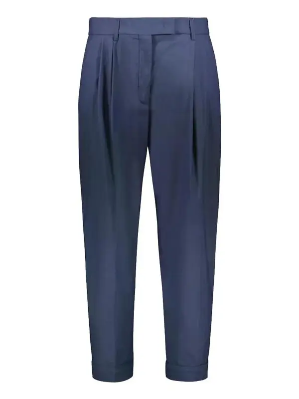 MOORER Pleated Turn-up Trousers - Blue