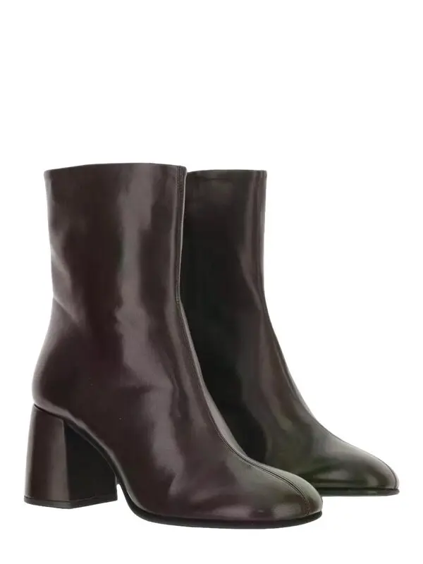 POEVE Block Heel Ankle Boots - Brown