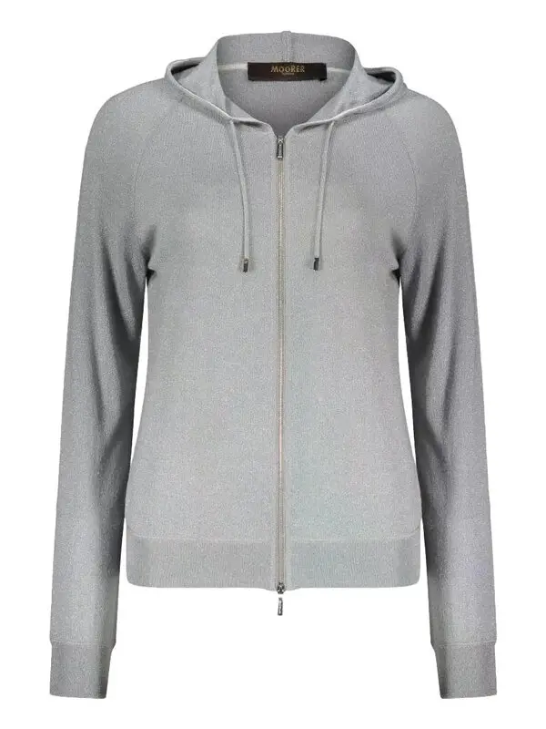 MOORER Zip-up Hooded Cardigan - Grey