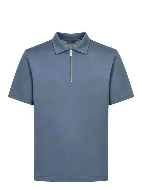 TOMBOLINI Quarter-zip Short-sleeve Polo Shirt - Blue