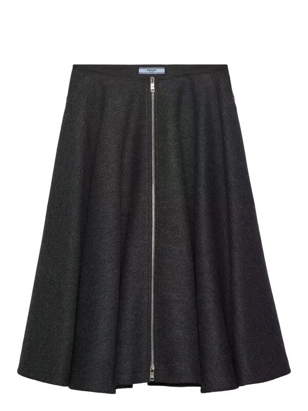 Prada Double Wool Midi Skirt - Grey