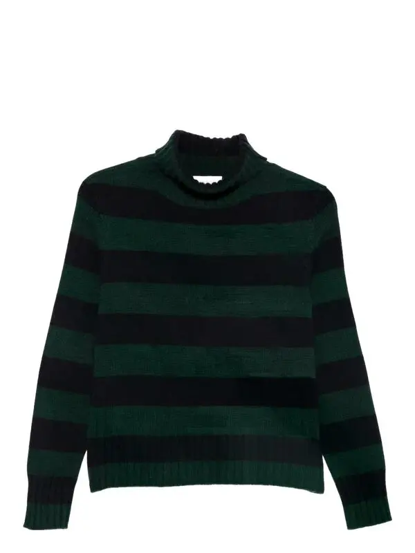 BEYOU Striped Knit Sweater - Blue