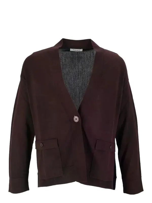 KANGRA Colour-block Buttoned Cardigan - Brown