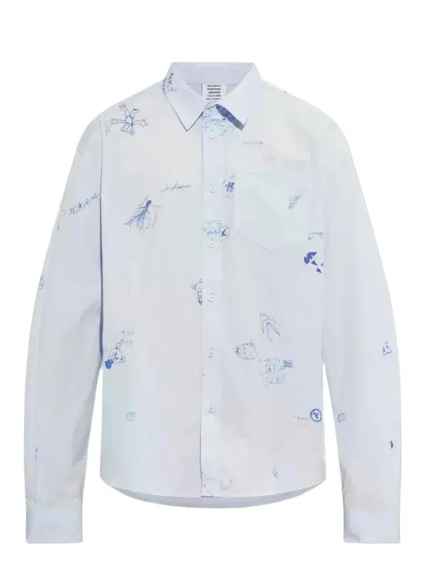 Vetements Doodle-print Buttoned Shirt - Blue