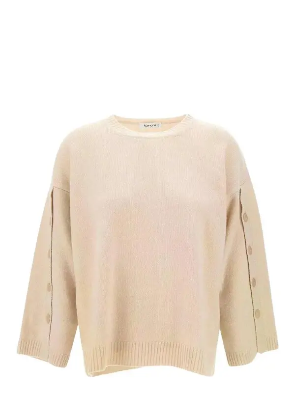 KANGRA Button-sleeve Virgin Wool Sweater - Neutrals