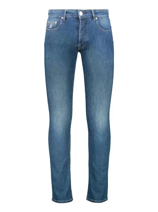 MOORER Slim-fit Faded-effect Jeans - Blue