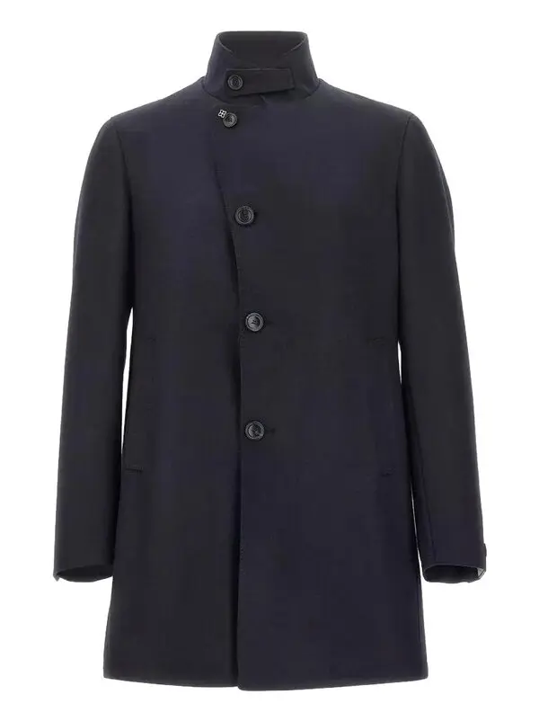 Tagliatore Gordon Button-up Wool Coat - Blue