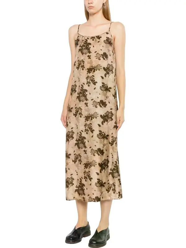 UMA WANG Floral Print Slip Dress - Neutrals