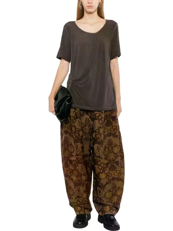 UMA WANG Floral Jacquard Trousers - Brown
