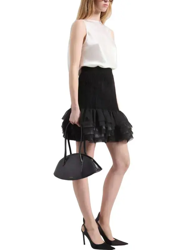 Nina Ricci Ruffled Ribbed-knit Skirt - Black