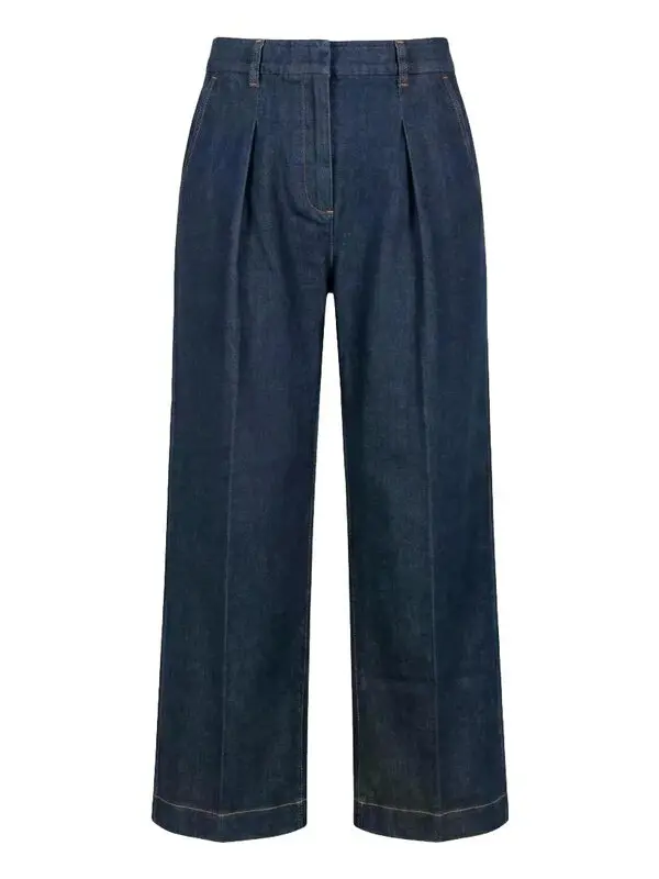 MOORER Loren Pleated Wide-leg Jeans - Blue