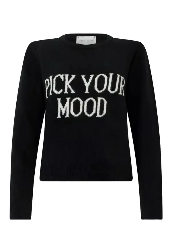Alberta Ferretti Slogan-intarsia Crew-neck Sweater - Black
