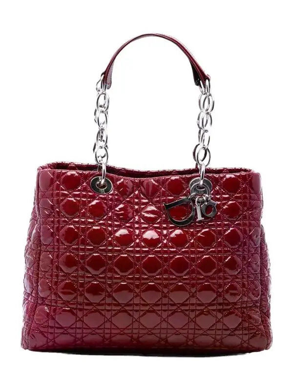 Dior Patent Cannage Lady Shopping Tote Bag - Red