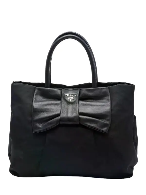 Prada Tessuto Fiocco Bow Tote Bag - Black