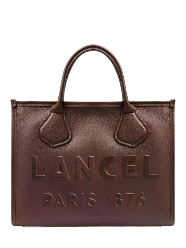 LANCEL Grained Leather Tote Bag With Embossed Logo - Brown