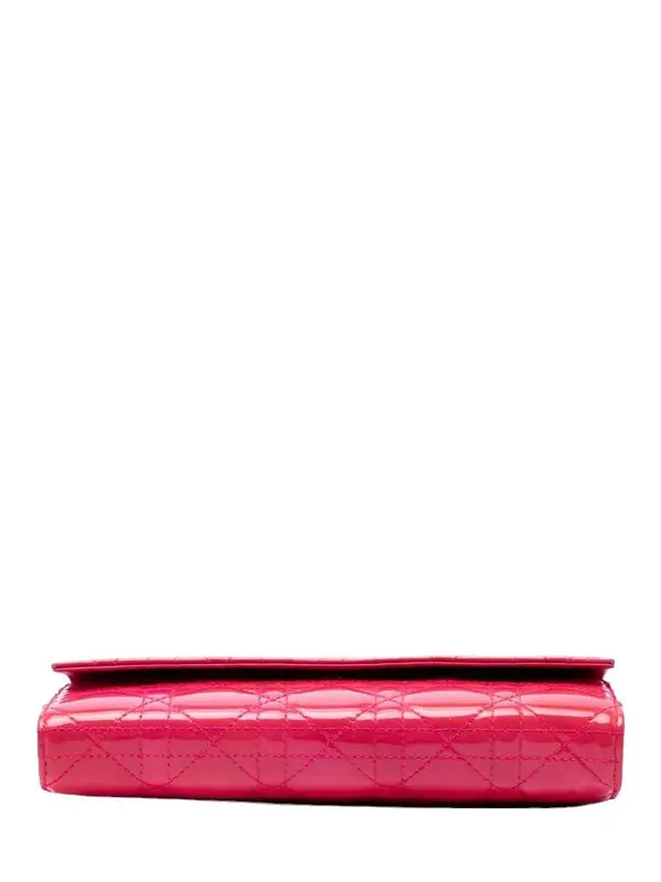 Dior Patent Cannage Lady Wallet On Chain Crossbody Bag - Pink