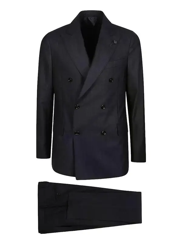 LARDINI Pinstripe Double-breasted Suit - Blue