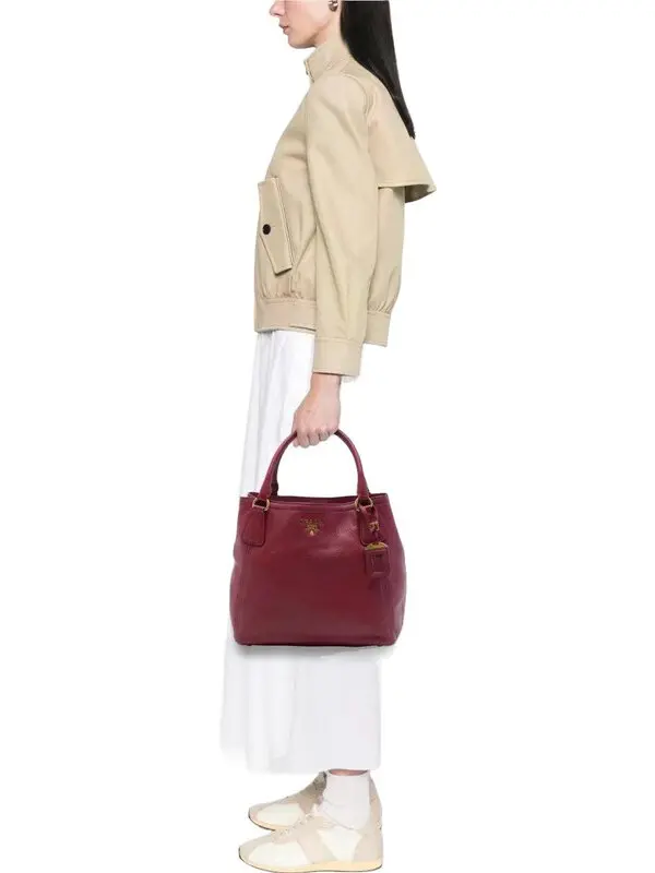 Prada Vitello Daino Convertible Tote Satchel - Red