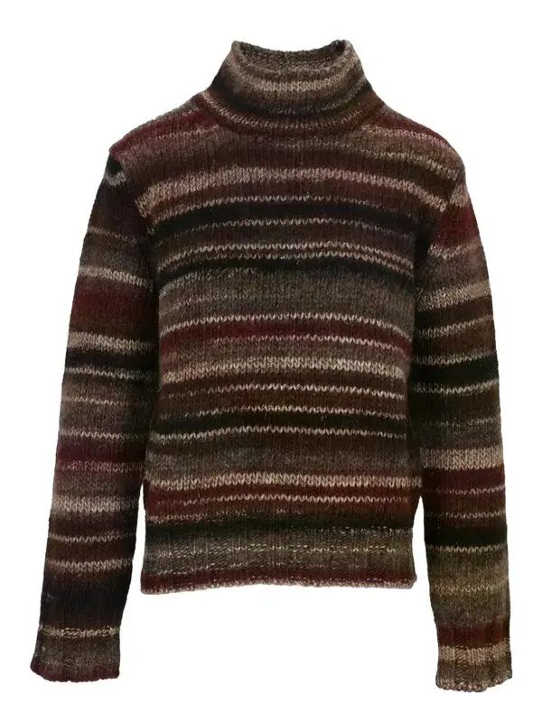 KANGRA Striped Roll-neck Sweater - Brown