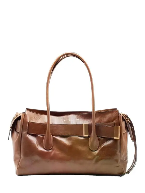 Roberto Festa Emeralda Glossy-leather Strap-embellished Tote Bag - Brown