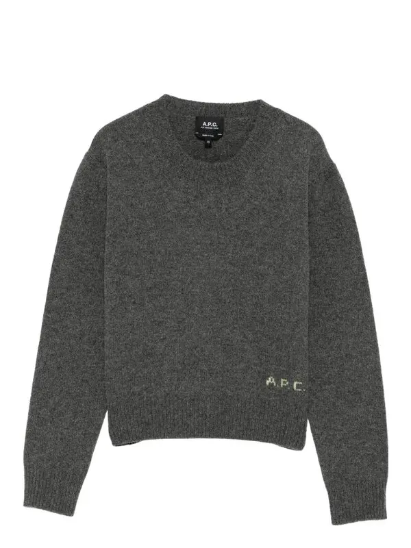 A.p.c. Logo Knit Crew Neck Sweater - Grey