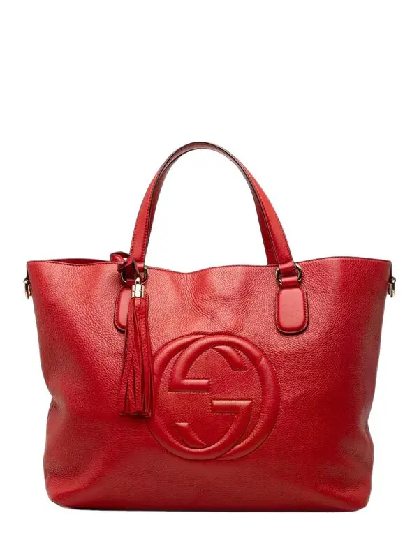 Gucci Soho Calfskin Working Tote Satchel - Red
