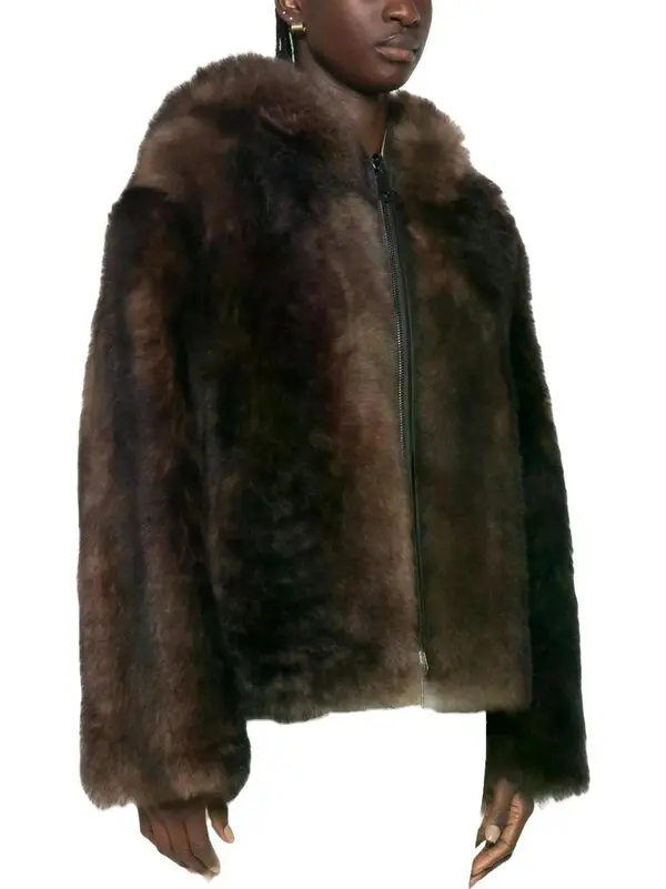 SUPREMA Reversible Hooded Shearling Jacket - Brown