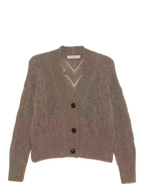 D.exterior Pointelle-knit Button-up Cardigan - Brown
