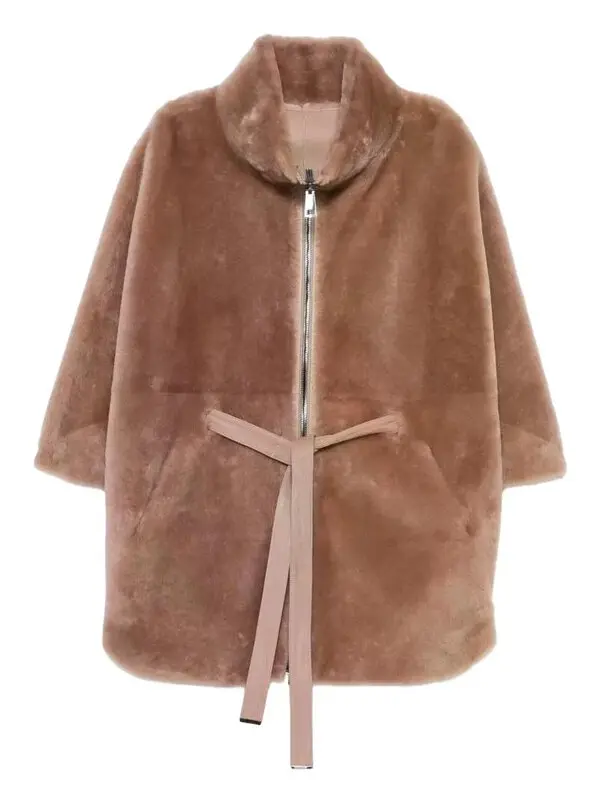 SUPREMA Belted Shearling Jacket - Pink