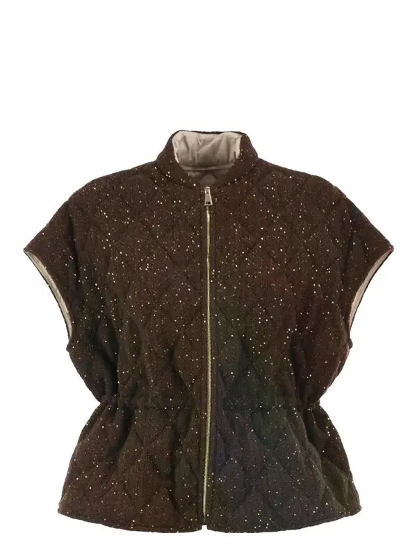 Fabiana Filippi Quilted Sequin Gilet - Brown