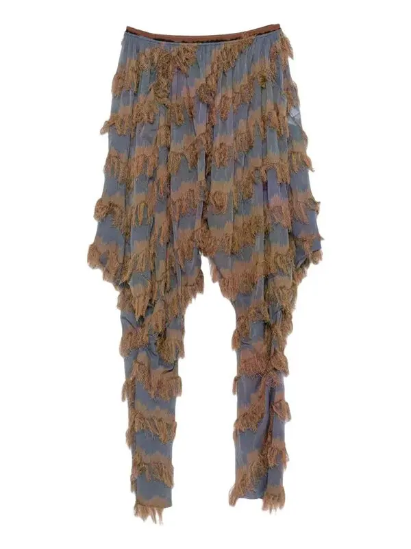 KIKO KOSTADINOV Fringed Ikat-pattern Trousers - Blue