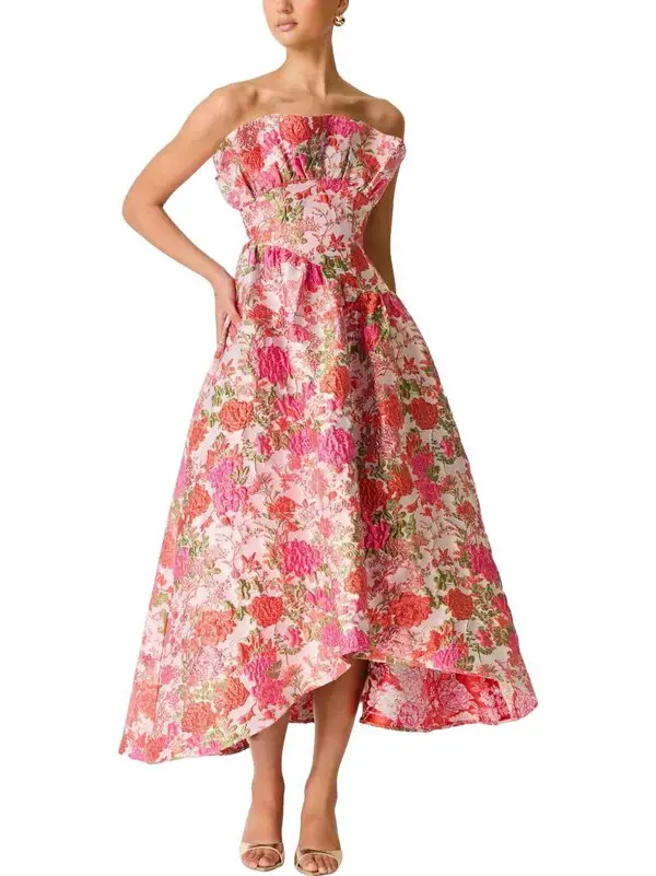 ELLIATT Floralie Strapless Midi Dress - Pink