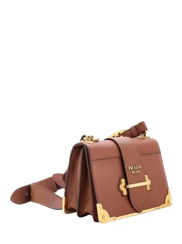 Prada Cahier Leather Small Crossbody Bag - Brown